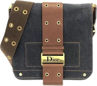 Dior Sac &agrave; bandouli&egrave;re en cuir et denim Pre-owned - Femme - Pre-owned - Bleu - Taille: ONE Size