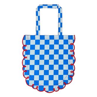 BITOSSI HOME Tote Bag en coton vichy Dama Azzurro Bitossi