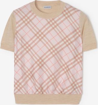Burberry Haut en laine et soie avec Check, Size: XL