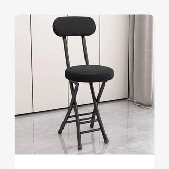 Generic Tragbarer, Faltbarer Barhocker mit R&uuml;ckenlehne, runder, gepolsterter K&uuml;chenstuhl, Essplatz aus Kunstleder f&uuml;r Fr&uuml;hst&uuml;cksbar, Wohnzimmer und Studentenw