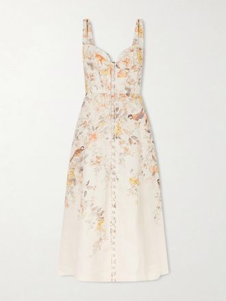 Zimmermann Printed Linen Midi Dress - Neutrals