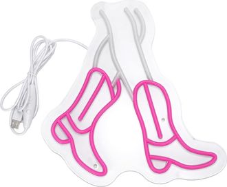 ZJchao LED -Schilder Neon Licht USB Angetrieben Acryl Backplate Cowboy Boot Form Wandkunst LED -Leuchten f&uuml;r Romantisches Ambiente