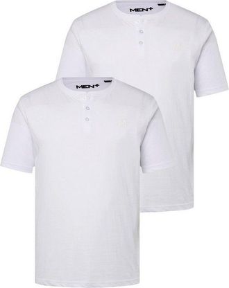 Men Plus T-Shirt Henley 2er-Pack Basic Halbarm Rundhals