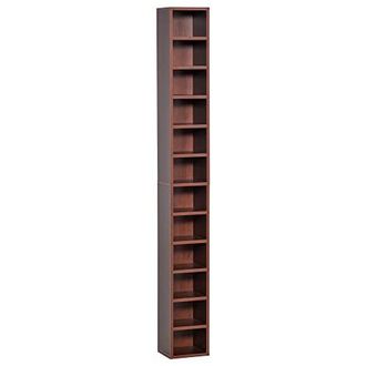 HOMCOM Rangements pour CD et DVD, &eacute;tag&egrave;re Colonne de Rangement, Meuble de Rangement avec 12 Compartiments, capacit&eacute; Max. 204 CD, 21 x 20 x 175 cm, Marron