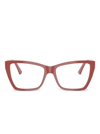 Jimmy Choo Eyewear Eckige Brille mit goldfarbenem Detail - Rot