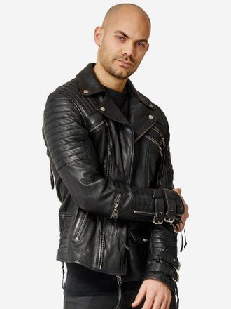 Trueprodigy Lederjacke Jackson mit Absteppungen und Zippern
