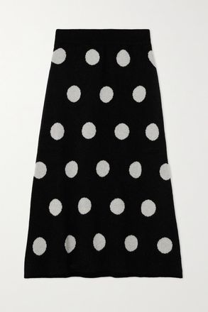 Batsheva Saga Midirock Aus Einer Woll-kaschmirmischung Mit Polka-dots - Schwarz
