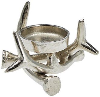 Belssia Zweige Kerzenst&auml;nder, Metall, Silber, 14 x 9 x 14 cm