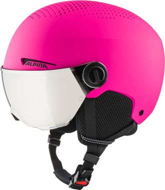 Alpina ZUPO Visor Q-LITE - hochwertiger & sicherer Skihelm f&uuml;r Kinder, mit abnehmbaren Ohrenpolstern, mit kontrastverst&auml;rkendem Visier - pink matt - S (48-52