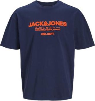 Jack & Jones JJGALE T-Shirt &agrave; col Rond en Coton pour Homme Coupe d&eacute;contract&eacute;e Tailles S M L XL XXL, Sky Captain, M