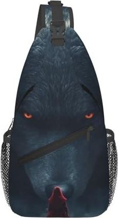 Generic Sac &agrave; bandouli&egrave;re 3D Wolf King - Sac &agrave; bandouli&egrave;re de voyage pour homme - Sac &agrave; dos de randonn&eacute;e