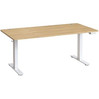 Vasagle Bureau Assis-debout, R&eacute;glable en hauteur, 160 x 80 cm, avec Port USB-C, Fonction M&eacute;moire 3 Hauteurs, Couelur Ch&ecirc;ne