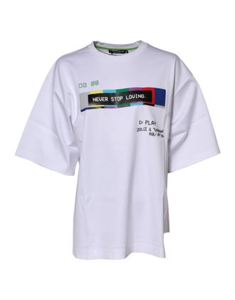 Dolce & Gabbana Womens White Cotton Printed Short Sleeves T-Shirt
