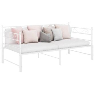 vidaXL Cadre de canap&eacute;-lit extensible Blanc M&eacute;tal 90x200 cm