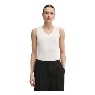 Mos Mosh MOS Mosh - MMRelena Tani Rib V-neck Tank Top - Femme - Pulls - Beige - Taille: 40 FR