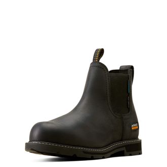 Ariat Mens Groundbreaker Chelsea Waterproof Steel Toe Work Boots in Black, D Medium Width, Size 44.5, by Ariat
