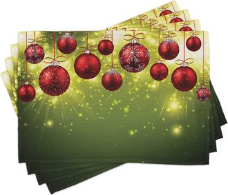 Abakuhaus Weihnachten Platzmatten, Neujahr Design Party, Waschbare Stoff Esszimmer K&uuml;che Tischdekorations Digitaldruck, Rot Gr&uuml;n