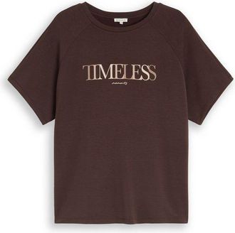 Tom Tailor T-Shirt T-Shirt (im Einserpack) Plus Size - Scuba T-Shirt mit Schriftzug