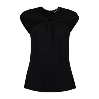 Stella McCartney V-Ausschnitt Kurzarm Viskose Bluse - - Blouses & Shirts - Damen - Schwarzk - XS