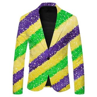 Generic Veste multicolore pour homme - Motif losanges - Veste de carnaval - Veste de clown Harlequin - Coupe ajust&eacute;e - Imprim&eacute; - Veste de costume pour les loi