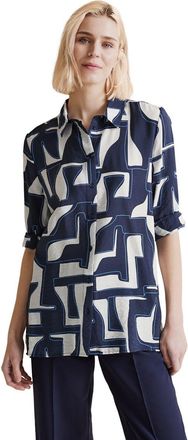 Street One Damen Longbluse Bedruckt, deep blue, 44