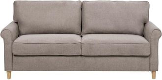 Beliani Beliani - Sofa Hellbraun aus Stoff 3-Sitzer Gepolstert Beine aus Holz Retro Stil Modern Klassisch Couch f&uuml;r Wohnzimmer