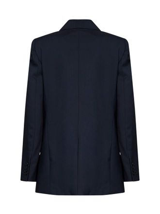 Max Mara Womens Single-Breasted Blazer Mstassenzi Blue Virgin Wool Jacket