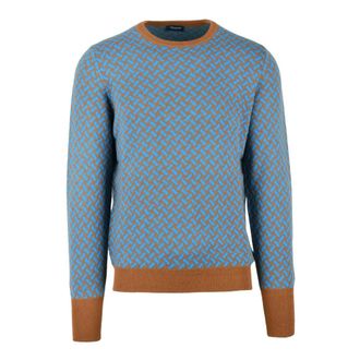 Drumohr Homme, Pulls, Bleu, Taille: L Pull en Cachemire Col Rond
