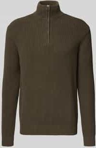 Replay Strickpullover mit Stehkragen und Reißverschluss