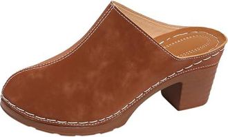 Generic Mules et Sabots Femme &agrave; Talon Bloc Bout Ferm&eacute; Bout Rond R&eacute;tro Sandales Pantoufles L&eacute;g&egrave;res Confortable Chaussures D&eacute;contract&eacute;e pour Printemps Et &Eacute;t&eacute; 38