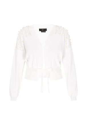 Faina Strickjacke Frauen Wei&szlig;