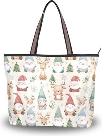 Alaza Grand sac fourre-tout, sac à bandoulière pour femme, sac à main décontracté de grande capacité, sac de courses avec poches zippées, taille L, Noël A24