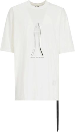 Rick Owens Homme, Tops, Blanc, Taille: S T-Shirt Imprim&eacute; Jumbo