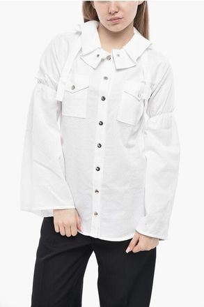 Thebe Magugu Jacquard Cotton Blouse With Wide Sleeves size M