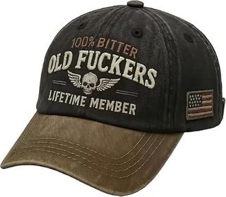 Generic Old Fuckers Club Casquette de baseball vintage brod&eacute;e r&eacute;glable 100 % Bitter Lifetime Cadeau amusant, G, Taille unique