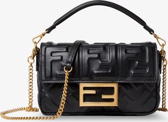 Fendi Baguette Mini leather shoulder bag with embossed FF pattern - FENDI - gender_Woman