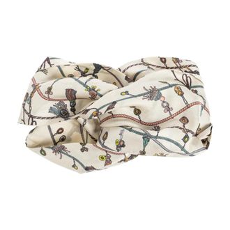 Versace Bedrucktes Seidentwill-Haarband - - Accessories - Damen - Beige - ONE SIZE