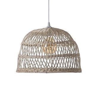 Lussiol Saigon Hängeleuchte, Rattan, Leuchtmittel E27, 60 W, Naturton, Durchmesser 40 x Höhe 20 cm, Hängeleuchte, Design für jeden Innenbereich, Boho, Chic, S