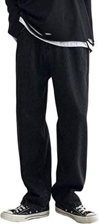 ORANDESIGNE Jeans Baggy Homme Jean Hip Hop Jean Droit Y2K Pantalon en Denim Délavé Pantalon en Jean Vintage Pantalon de Skateboard Adolescent Garçon Streetwear D 