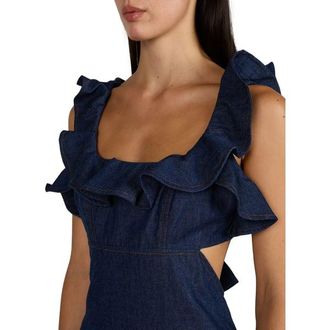 Zimmermann Robe midi &agrave; col volant&eacute; et dos nu &agrave; nouer en coton