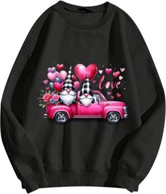 Generic Sweat-shirt d&eacute;contract&eacute; &agrave; col rond pour homme et femme pour la Saint-Valentin 2026, gris fonc&eacute;, XXL