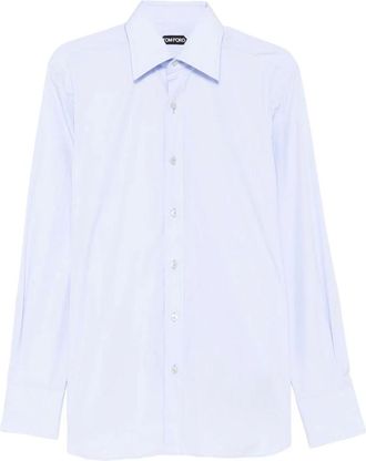 Tom Ford Homme, Chemises, Bleu, Taille: 2XL Poplin Slim Fit Shirt