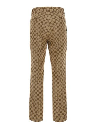 Gucci Womens Trousers With Gg Motif, Beige
