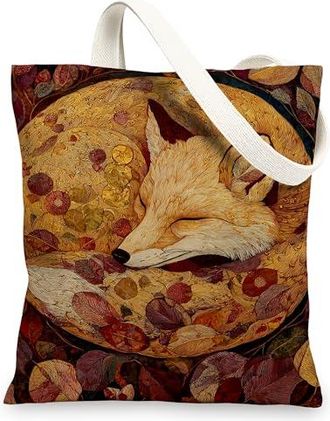 Generic Sacs fourre-tout en toile motif floral et animal, sacs dépicerie, sacs dépicerie réutilisables, nature vintage, léger et lavable avec bandoulière, mul