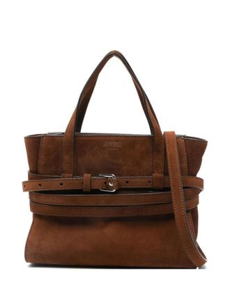 Moschino Hobo Bags - Structured Brown Suede Bag - Gr. unisize - in Schwarz - f&uuml;r Damen