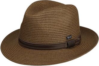 LIPODO Chapeau en Paille Mondavio Bogart Homme - Made in Italy de Soleil avec Bandeau Cuir Ete Printemps-ete - M (56-57 cm) Marron