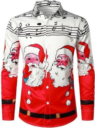 Generic Chemise décontractée à manches longues pour homme avec imprimé de Noël 2026, l, XXL