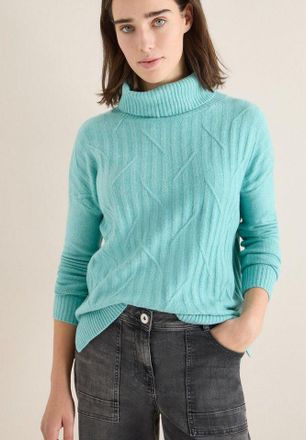 Cecil Rollkragenpullover mit Strick-Muster und Umlegekragen