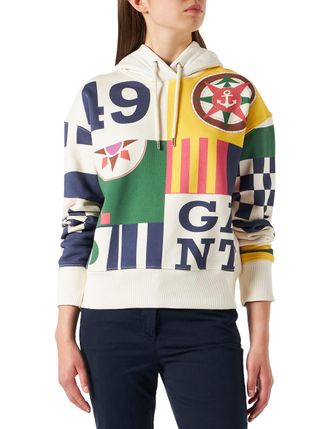 GANT Damen D1. Rough Weather Hoodie Kapuzenpullover, Cream, XL