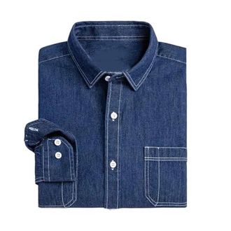 Generic Chemise en jean à manches longues pour homme avec poche unique - Style décontracté - Veste de cowboy sociale, 2, 4XL